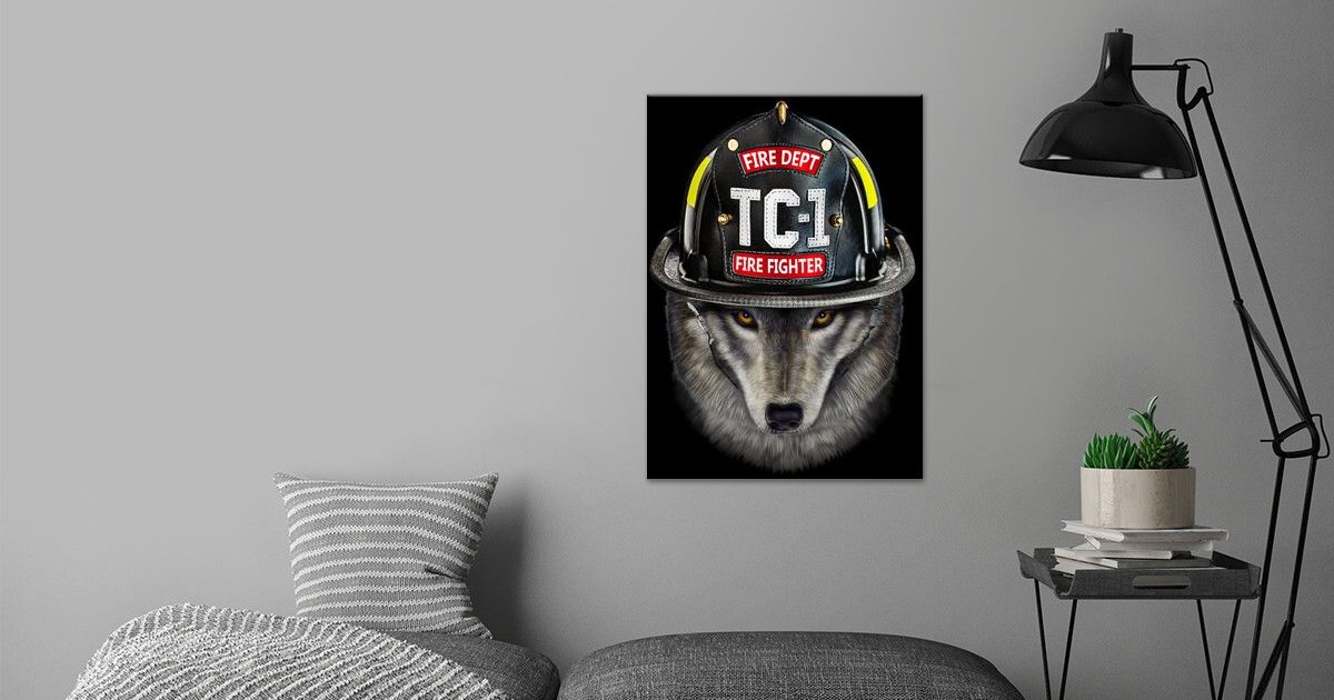 'Firefighter Wolf' Poster by Fox Republic | Displate
