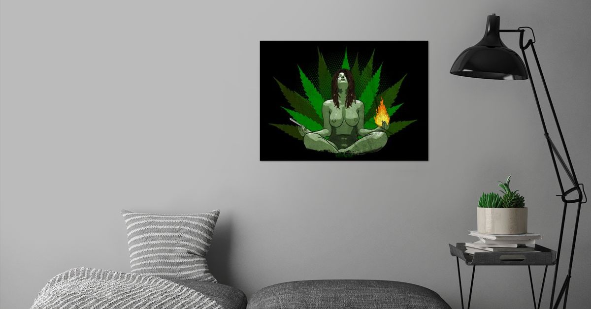 'Stoner Girl Yoga Pose' Poster by John Marinakis | Displate