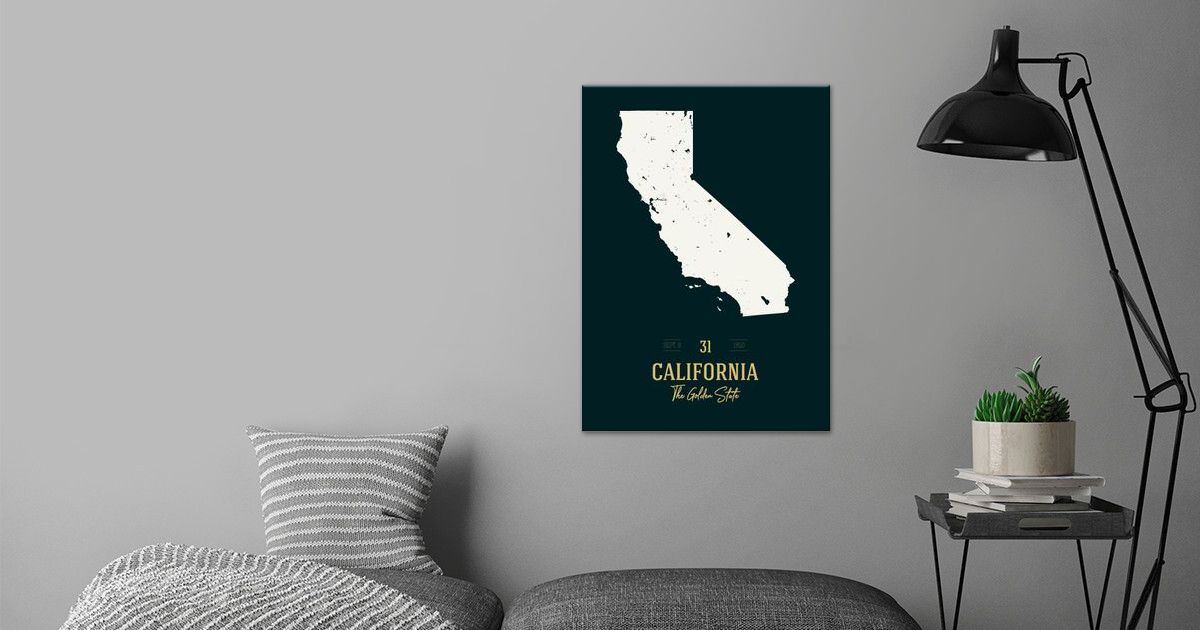 'California State Map USA' Poster by dkDesign | Displate