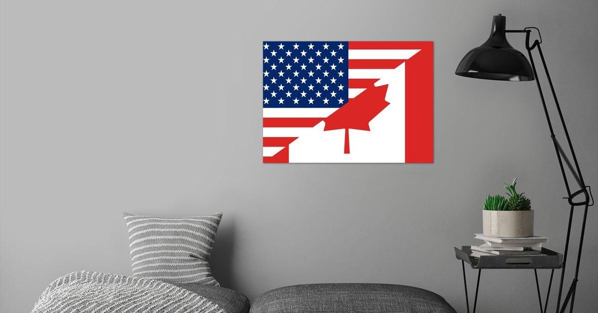 'USA CANADA SPLIT FLAG' Poster by Christian | Displate