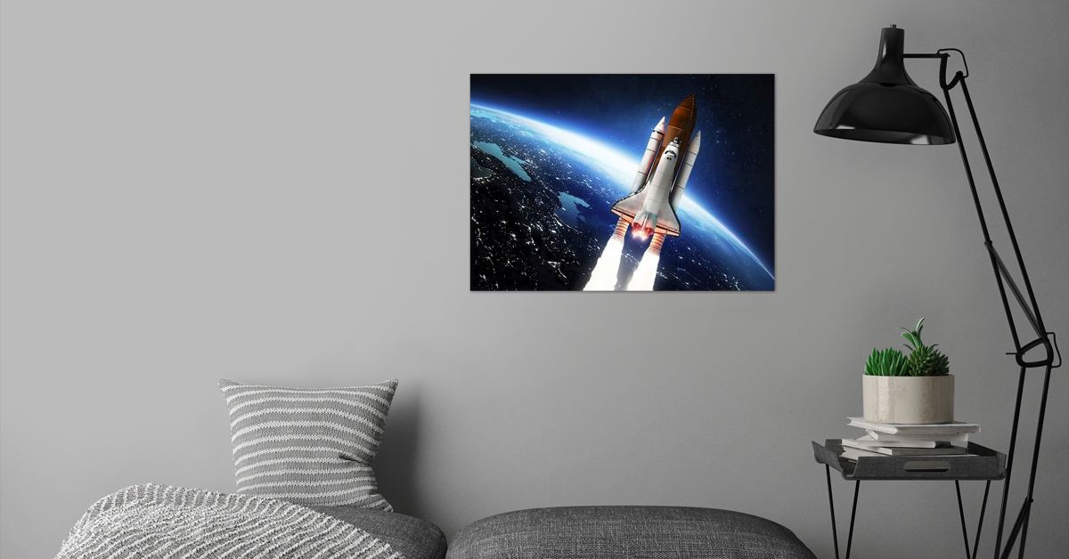 'Space shuttle liftoff' Poster by Synthwave 1950 | Displate
