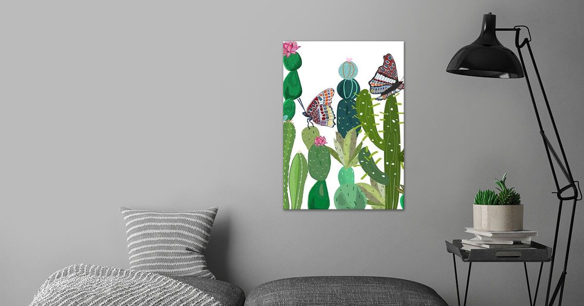 'Cactus butterflies' Poster by Gulsen Gunel | Displate