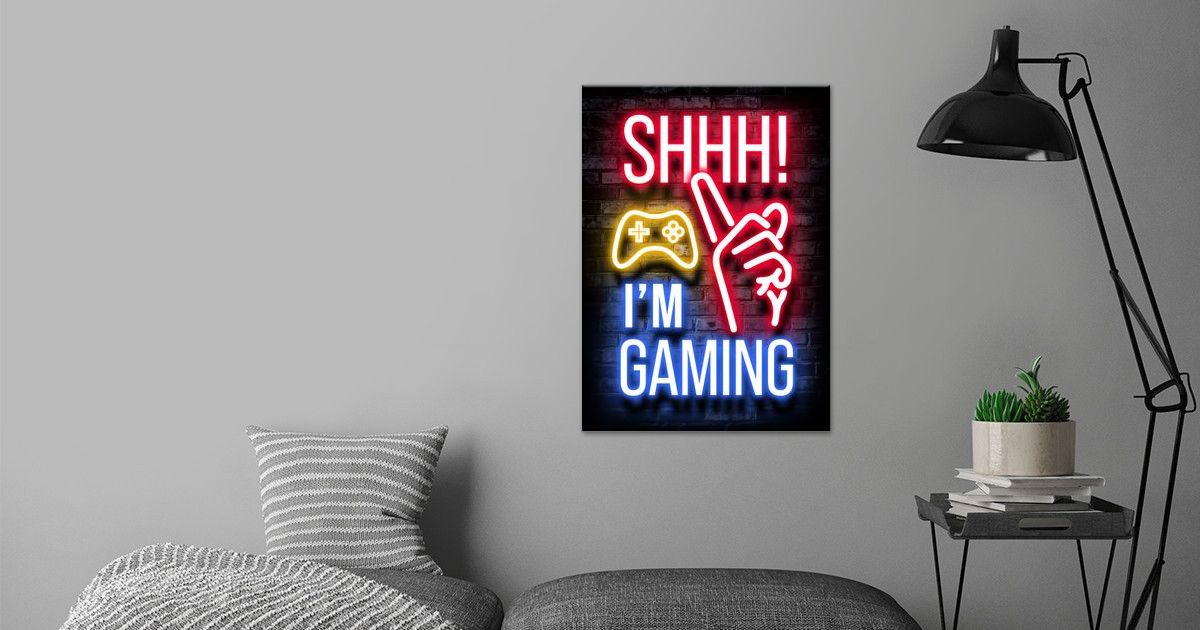 'shh shhh shht gaming quote' Poster by Kitty Kit | Displate