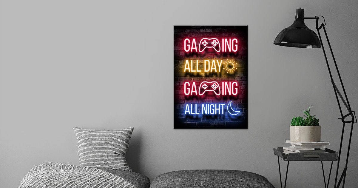 'Gaming all day all night' Poster by Kitty Kit | Displate