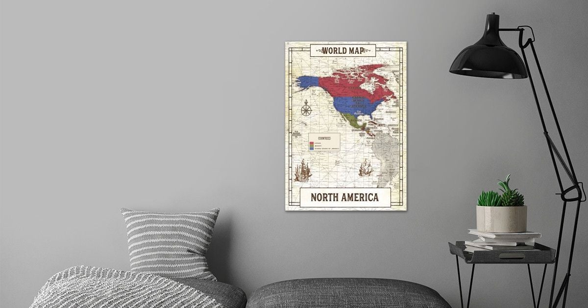 'Map Of North America' Poster by Sam Kal | Displate