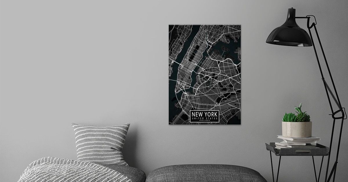 'New York City Map Dark' Poster by deMAP Studio | Displate