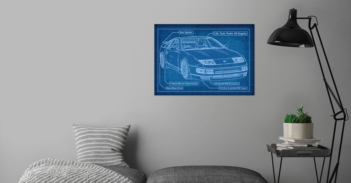 'Nissan 300ZX Z32 Blueprint' Poster by Navin Guyvit | Displate