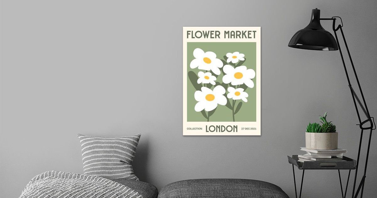 'Flower Market London Green' Poster by Pin Surreal | Displate