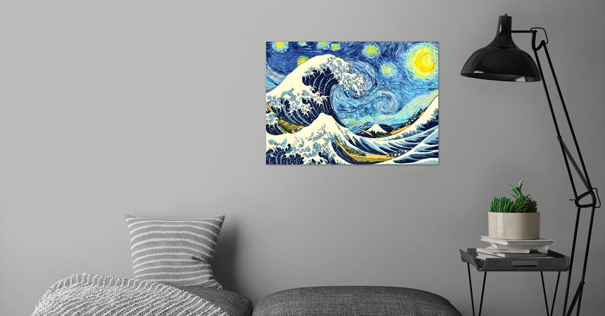 'starry night great wave ' Poster by Simon Darren | Displate