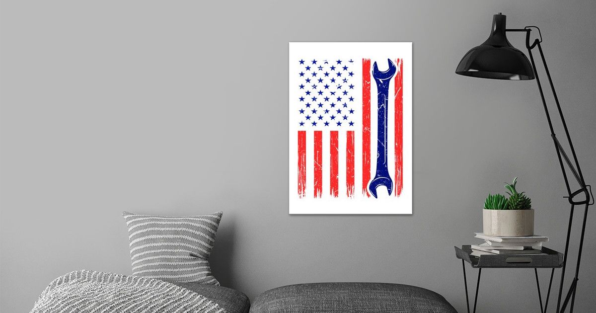 'USA Flag Mechanic Handyman' Poster by HumbaHarry Geitner | Displate