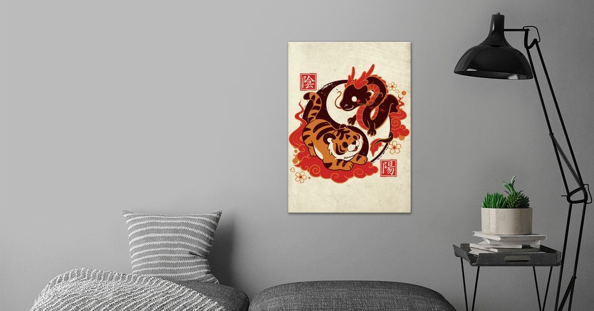 'yin and yang tiger and dra' Poster by NemiMakeit Fadda | Displate
