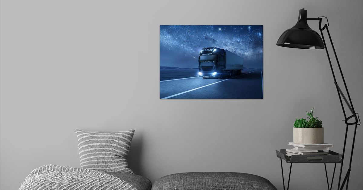 'Truck Driving At Night' Poster by photoschmidt | Displate