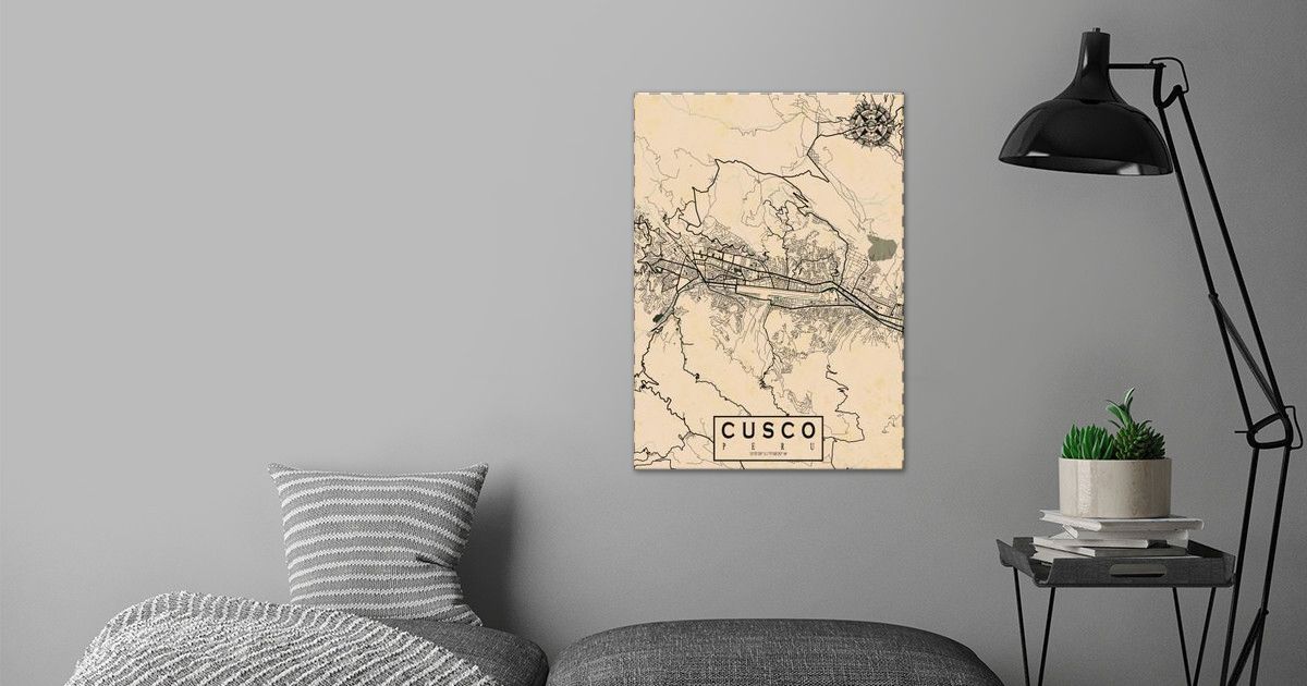'Cusco City Map Vintage' Poster by deMAP Studio | Displate