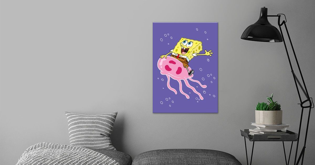 'SpongeBob Riding Jellyfish' Poster by SpongeBob SquarePants | Displate