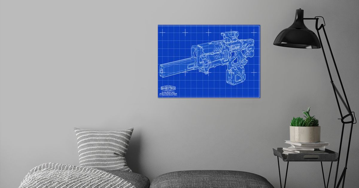 'BLUEPRINT Sniper rifle' Poster by DT STUDIO | Displate