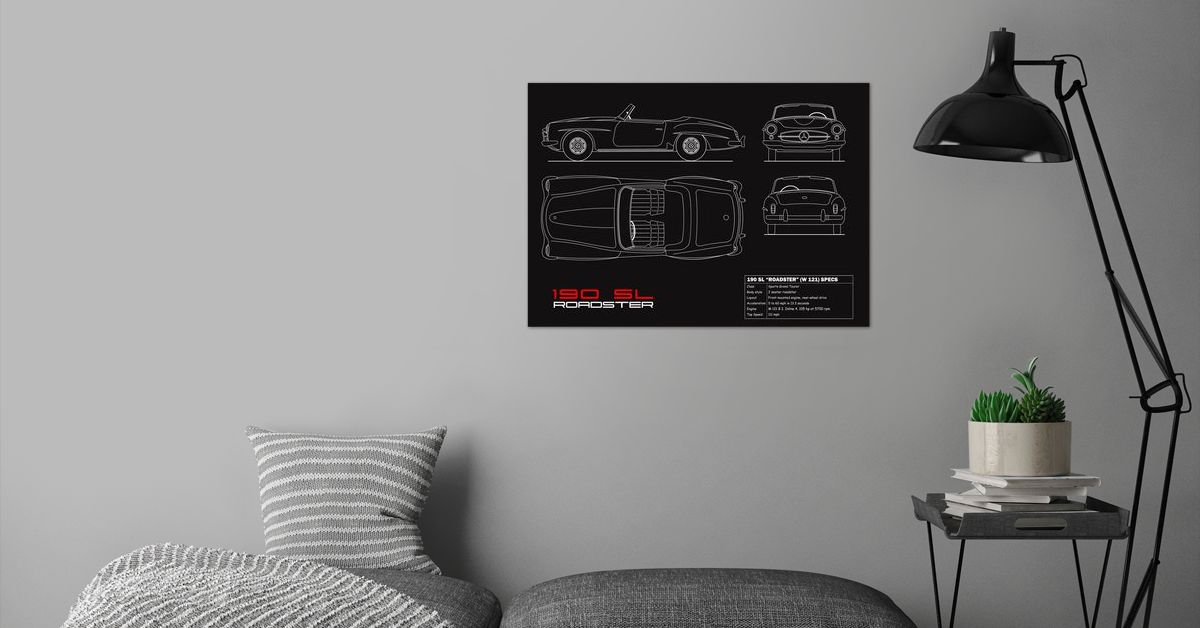 'The 190 SL Blueprint' Poster by RogueDesign | Displate
