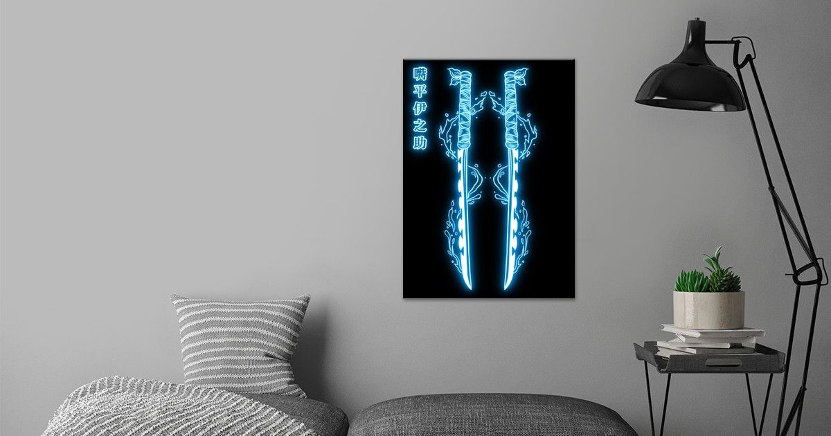 'Inosuke sword neon' Poster by Pegasus Art | Displate
