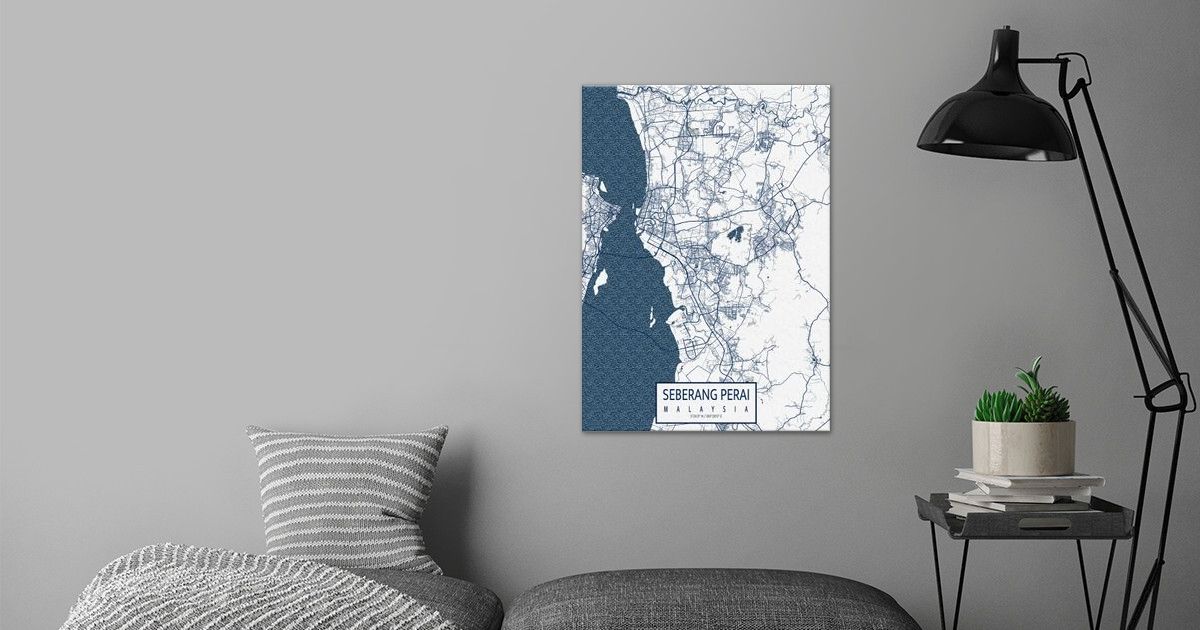 'Seberang Perai Map Coast' Poster by deMAP Studio | Displate