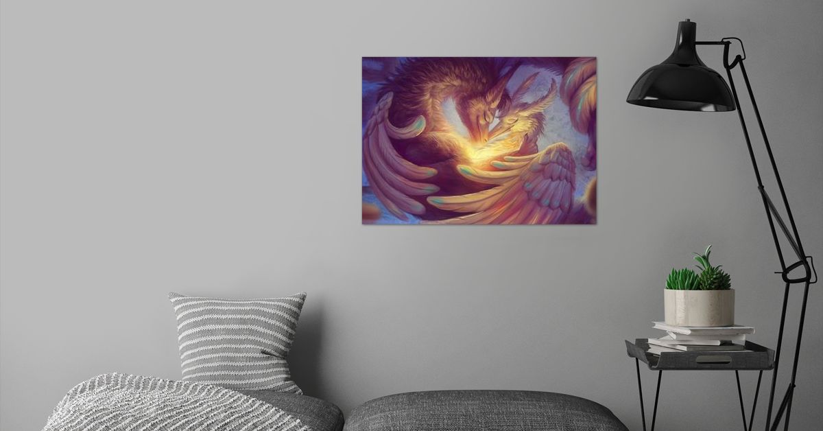 'Phoenix and Dragon hug' Poster by RedIzaK | Displate