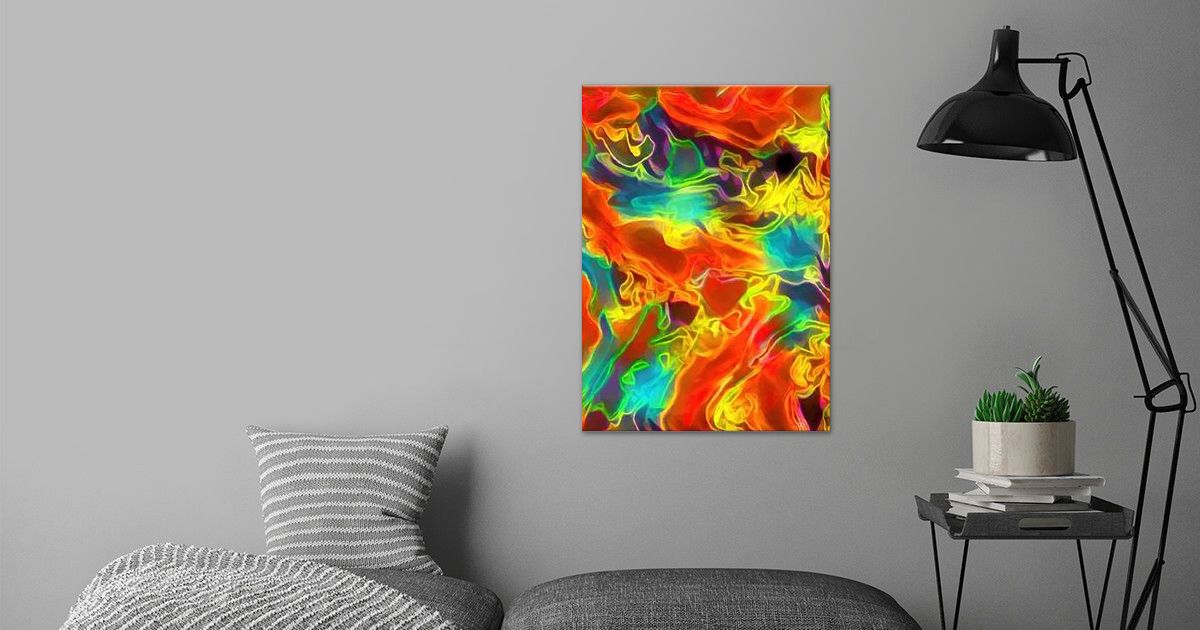 'Neon Rainbow Flames' Poster by Jazmin McCombs | Displate