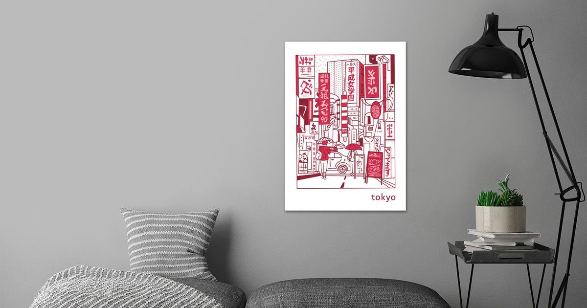 'Tokyo Japanese art red' Poster by MrTKBooker | Displate