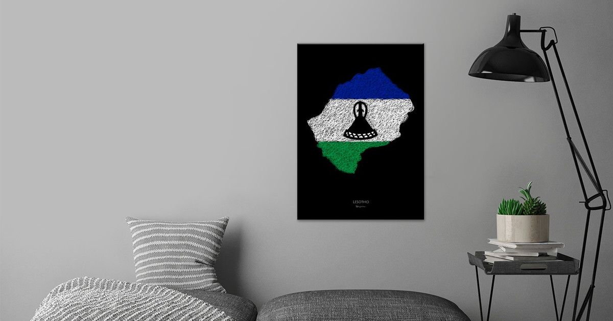 'LESOTHO MASERU FLAG MAP' Poster by erwin saputra art | Displate
