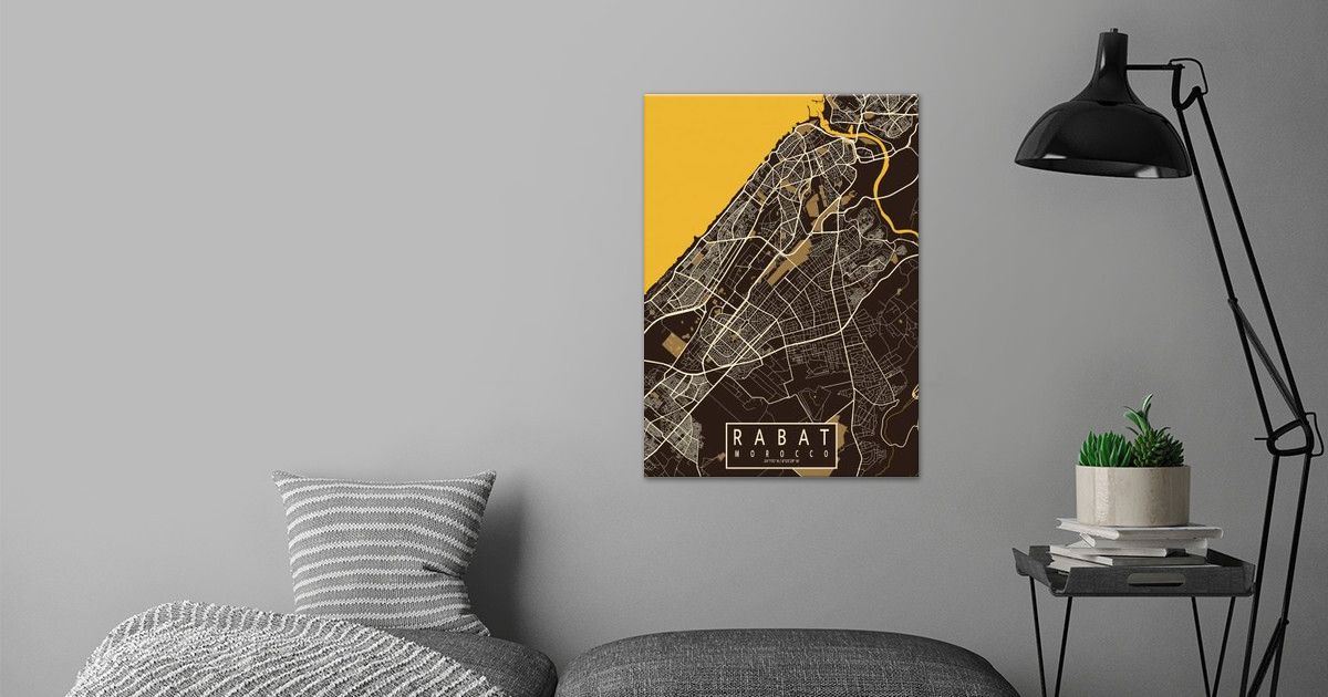'Rabat City Map Pastel' Poster by deMAP Studio | Displate