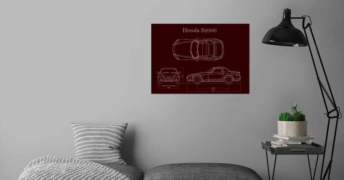 'Honda S2000 2005 Blueprint' Poster by The Volcano | Displate