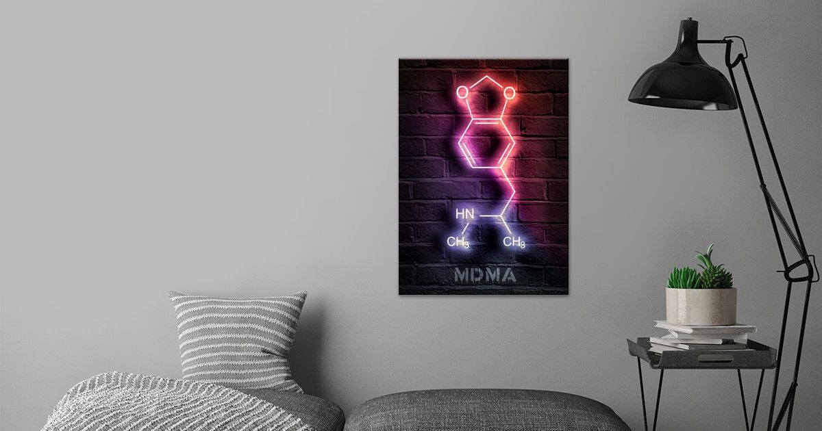 'MDMA molecule neon' Poster by Kitty Kit | Displate