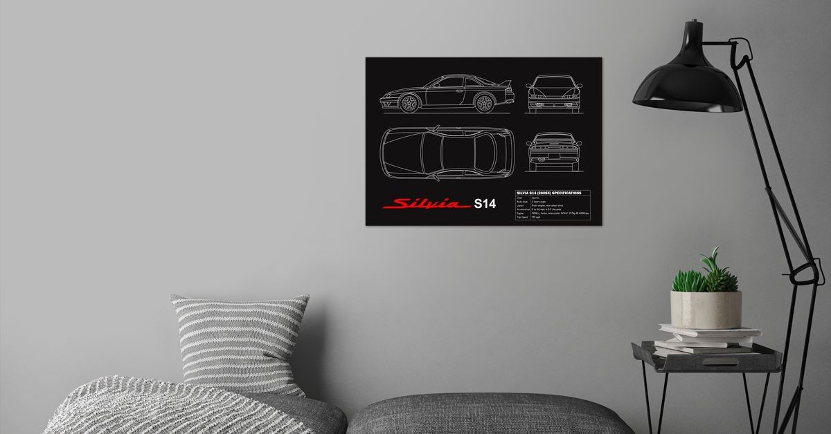 'The Silvia S14 Blueprint' Poster by RogueDesign | Displate