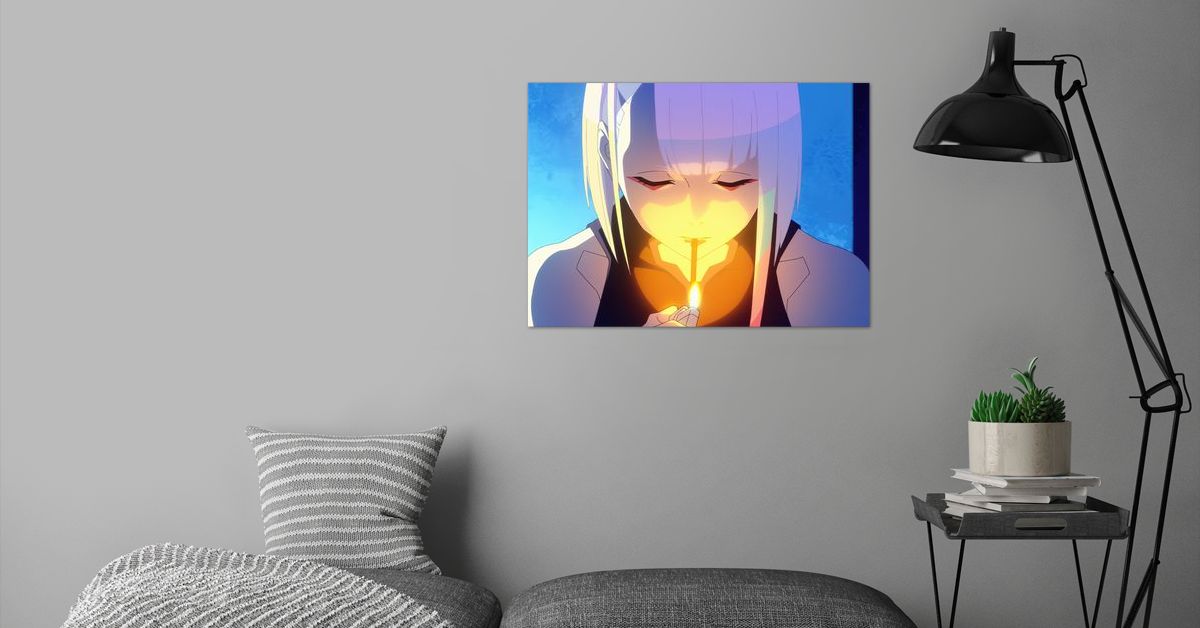 'Lucy Smoking' Poster by Cyberpunk 2077 | Displate