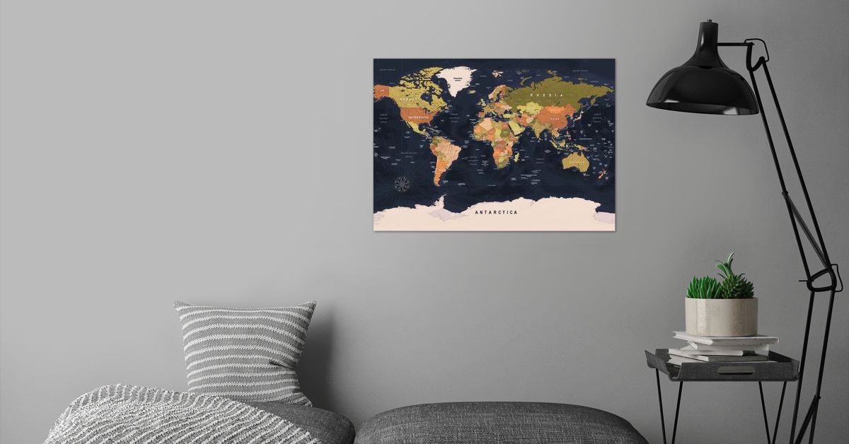 'Political world map' Poster by Sam Kal | Displate