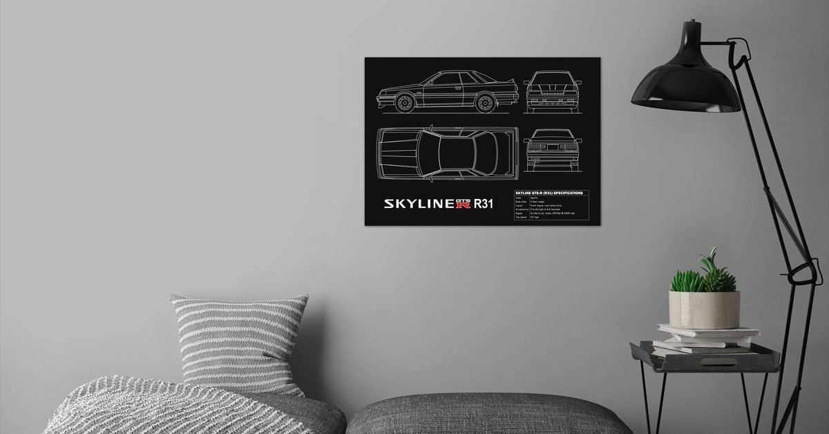 'Skyline R31 Blueprint' Poster by RogueDesign | Displate