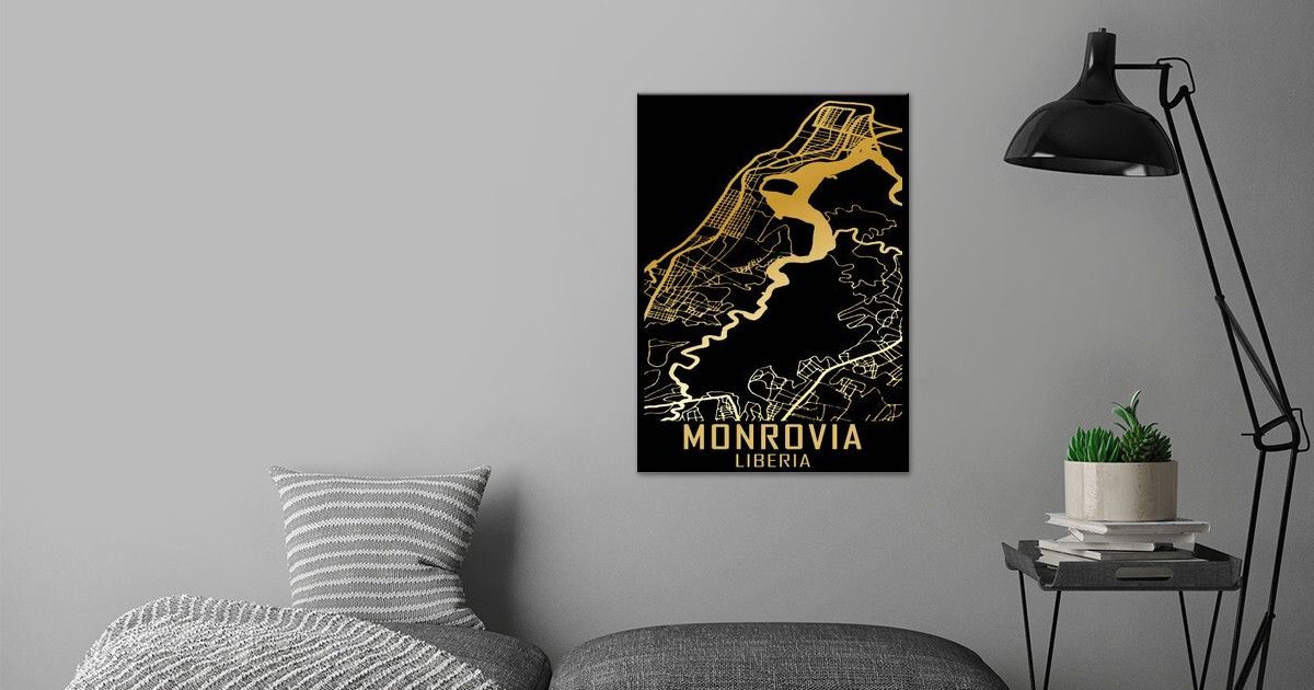 'Monrovia Liberia City Map' Poster by SheldonBennett Studio | Displate