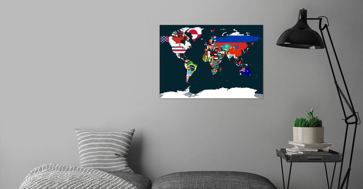 'Flags World Map' Poster by Alo | Displate