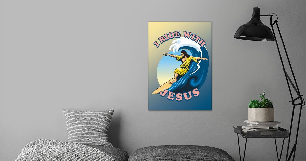 'Surfing Jesus Christ' Poster by TMBTM | Displate