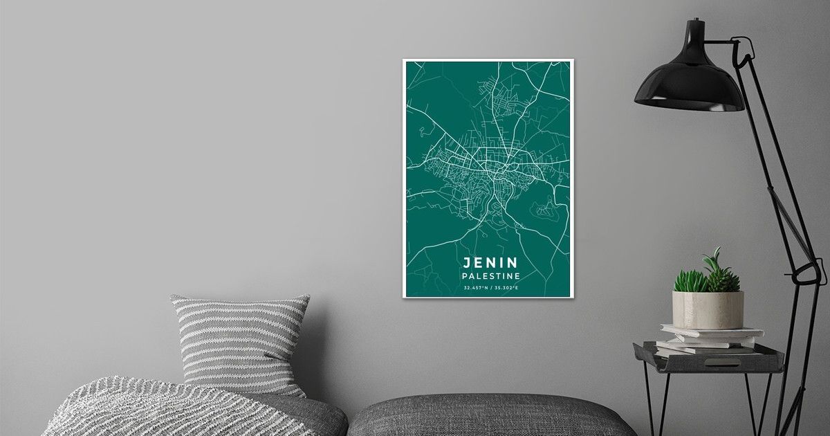 'Jenin Palestine Map Design' Poster by Omar Kanan | Displate