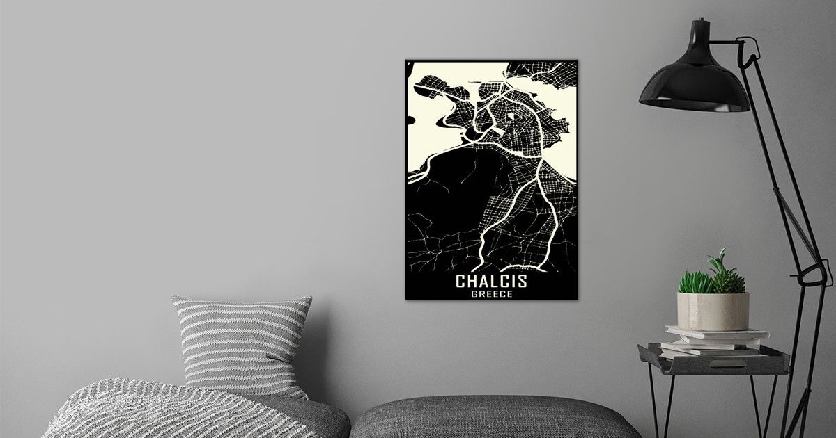'Chalcis Greece City Map' Poster by HildaWarren Studio | Displate