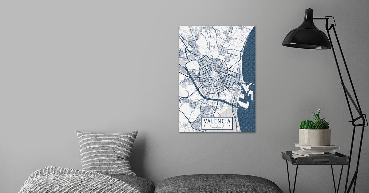 'Valencia City Map Coastal' Poster by deMAP Studio | Displate