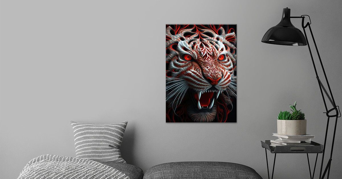 'Red Tiger Fractal' Poster by Atif Aziz | Displate