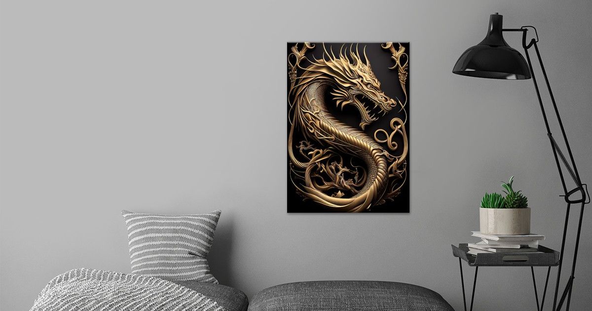 'The Mighty Gold Dragon' Poster by Muntwalt | Displate