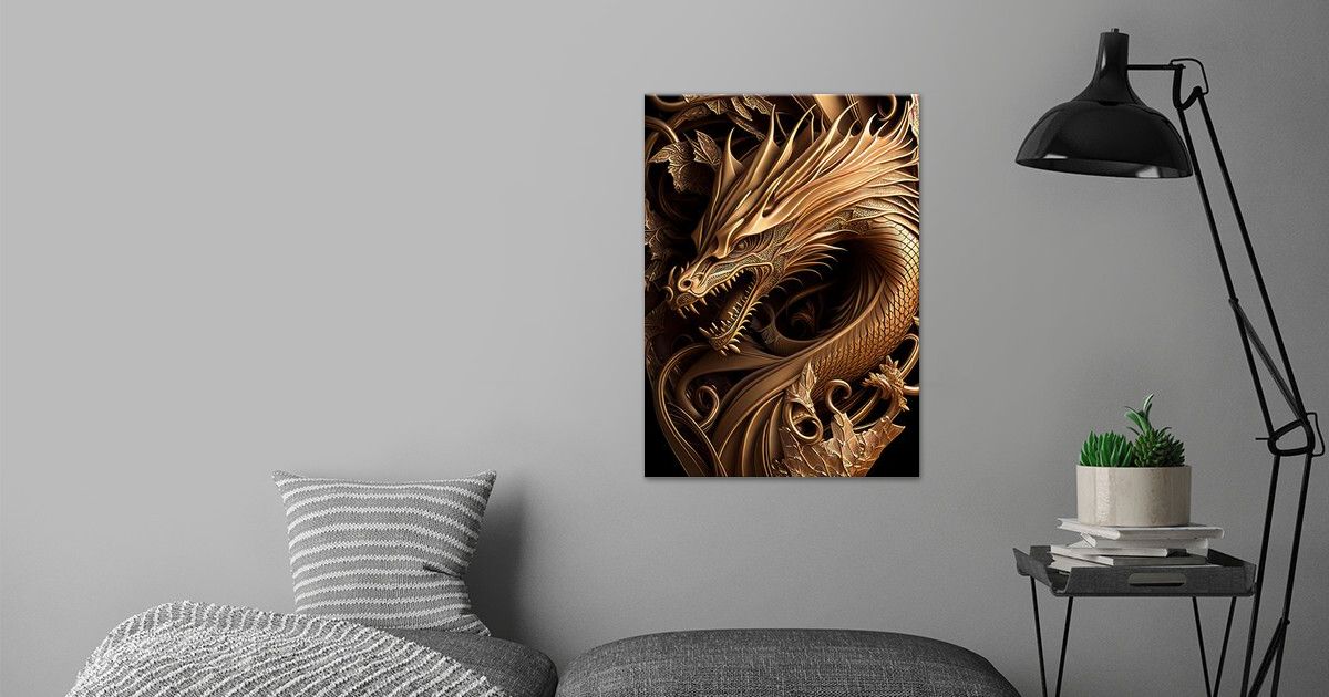 'The Mighty Gold Dragon' Poster by Muntwalt | Displate