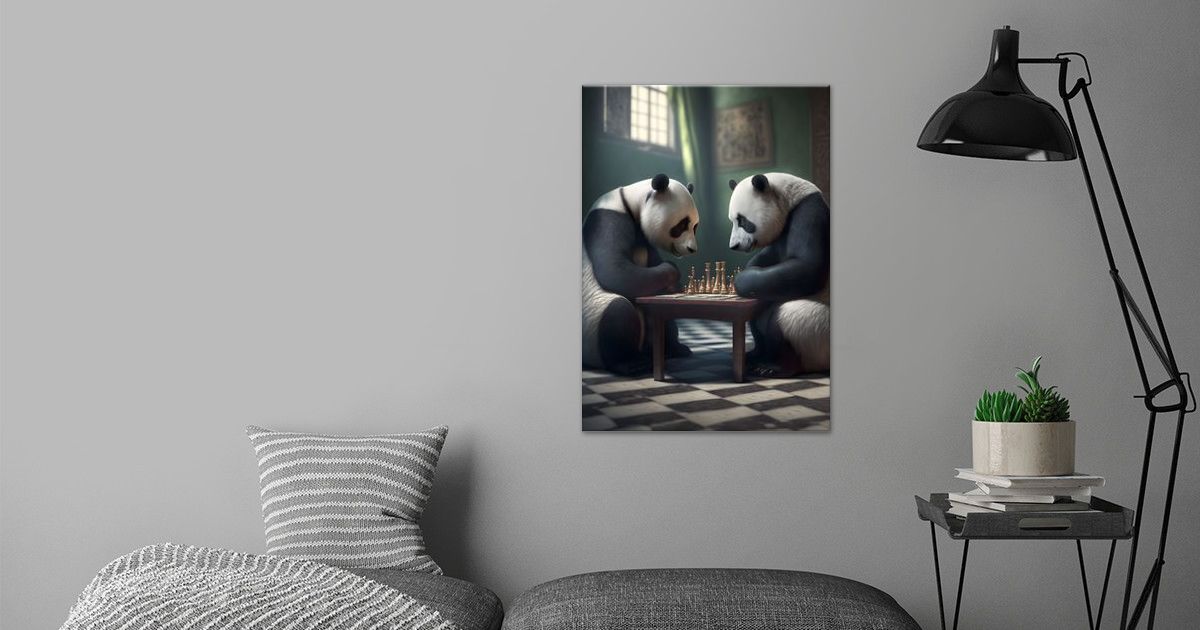 'Pandas playing Chess' Poster by David Godbehere | Displate