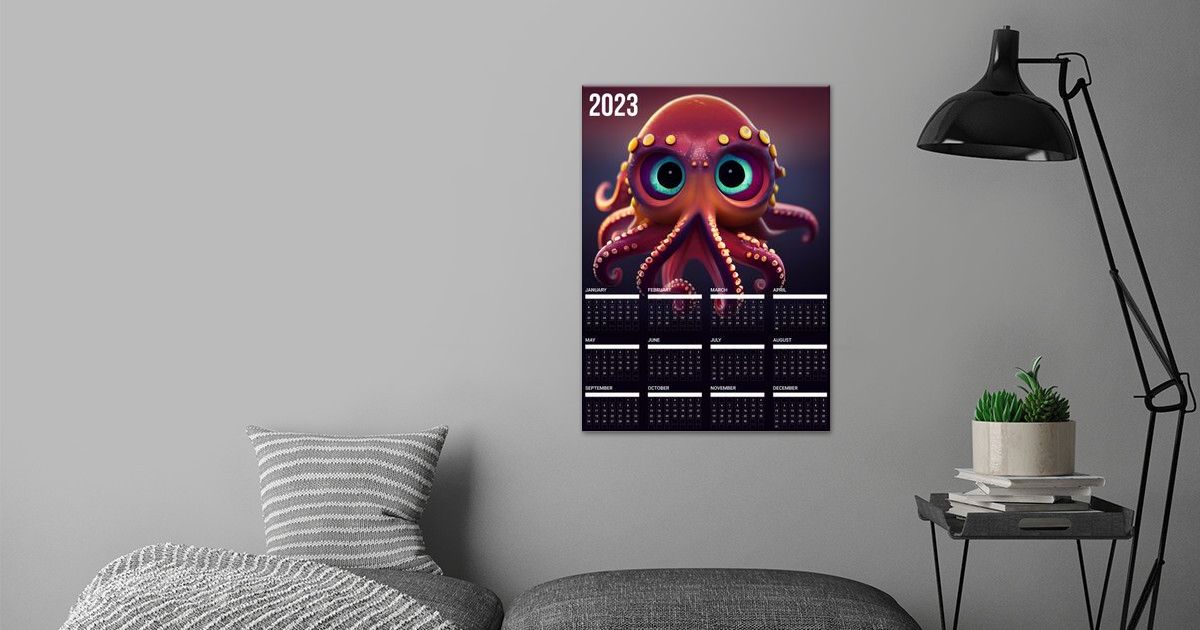'2023 calendar octopus' Poster by Anja Johnsen | Displate