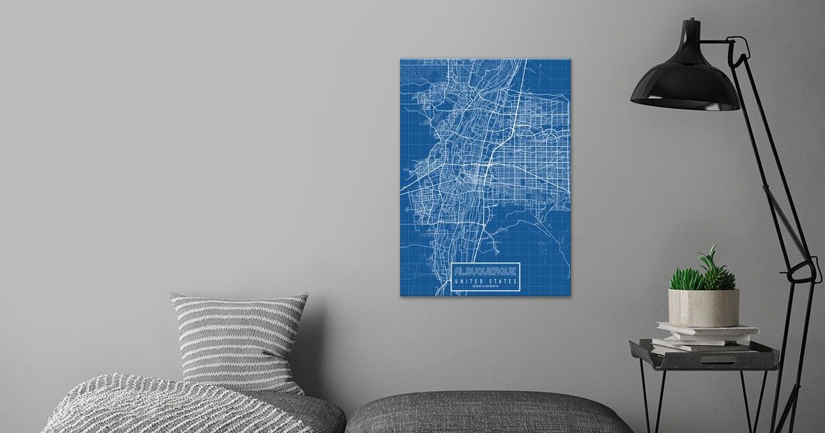 'Albuquerque Map Blueprint' Poster by deMAP Studio | Displate