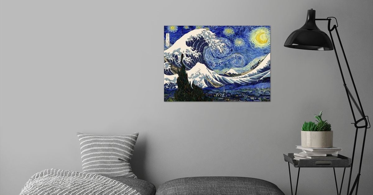 'Starry night off Kanagawa' Poster by Simon Darren | Displate