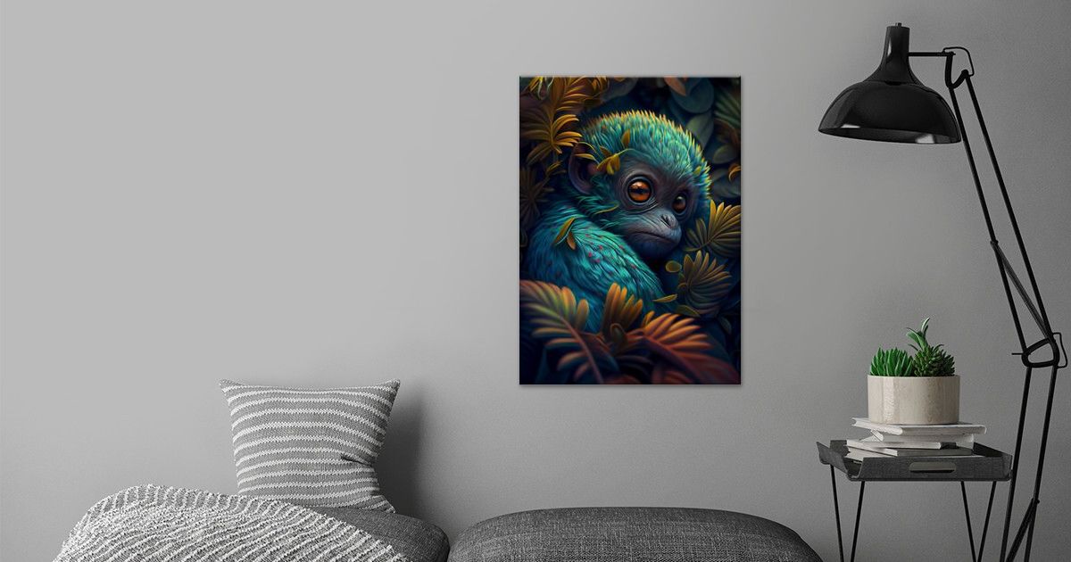 'Tropical Alien Monkey Cyan' Poster by David Aron Schaefer | Displate