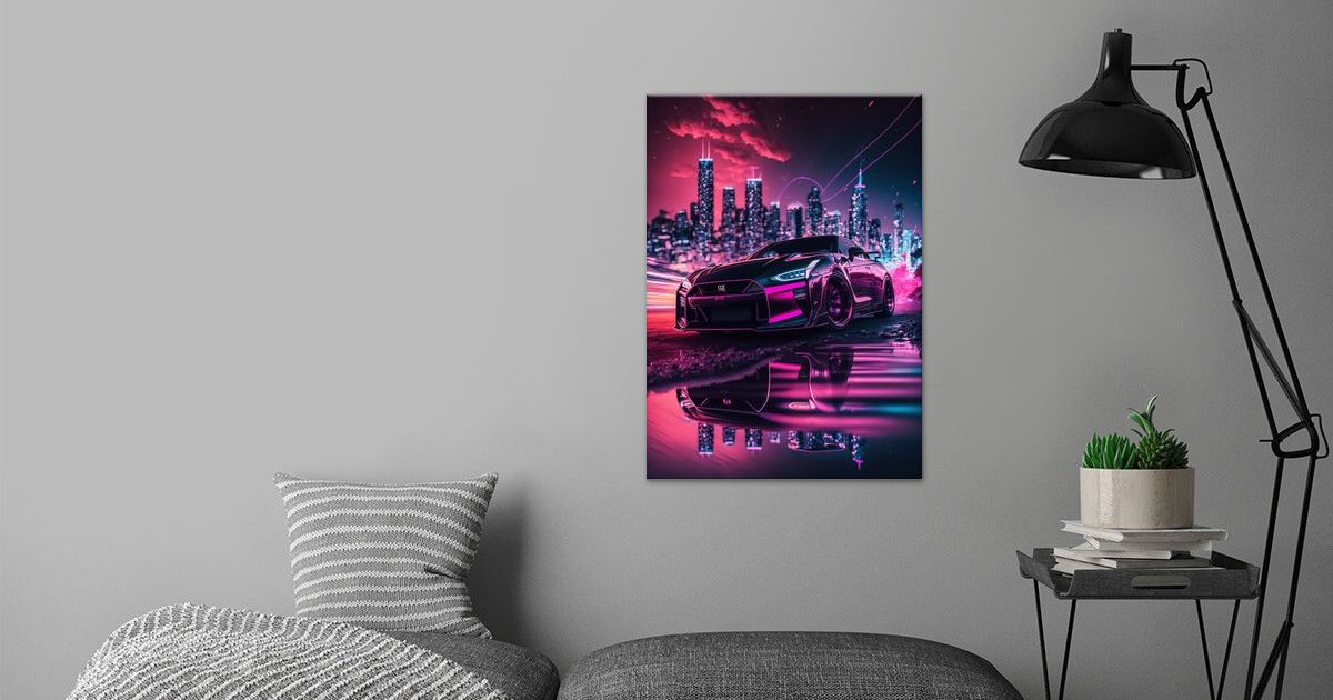 'NISSAN GTR R35 Neon' Poster by Pixaverse | Displate