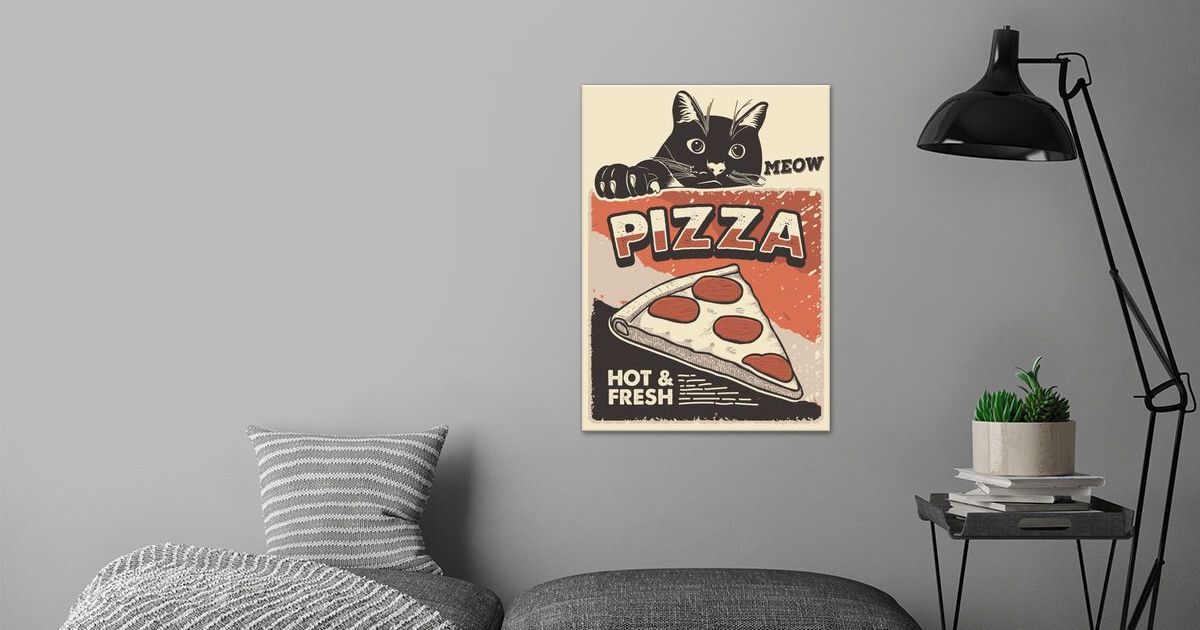 'Meow Cat and pizza' Poster by XandYart | Displate
