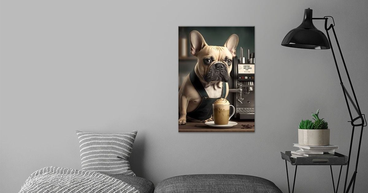 'bulldog coffee' Poster by Aron Sellers | Displate